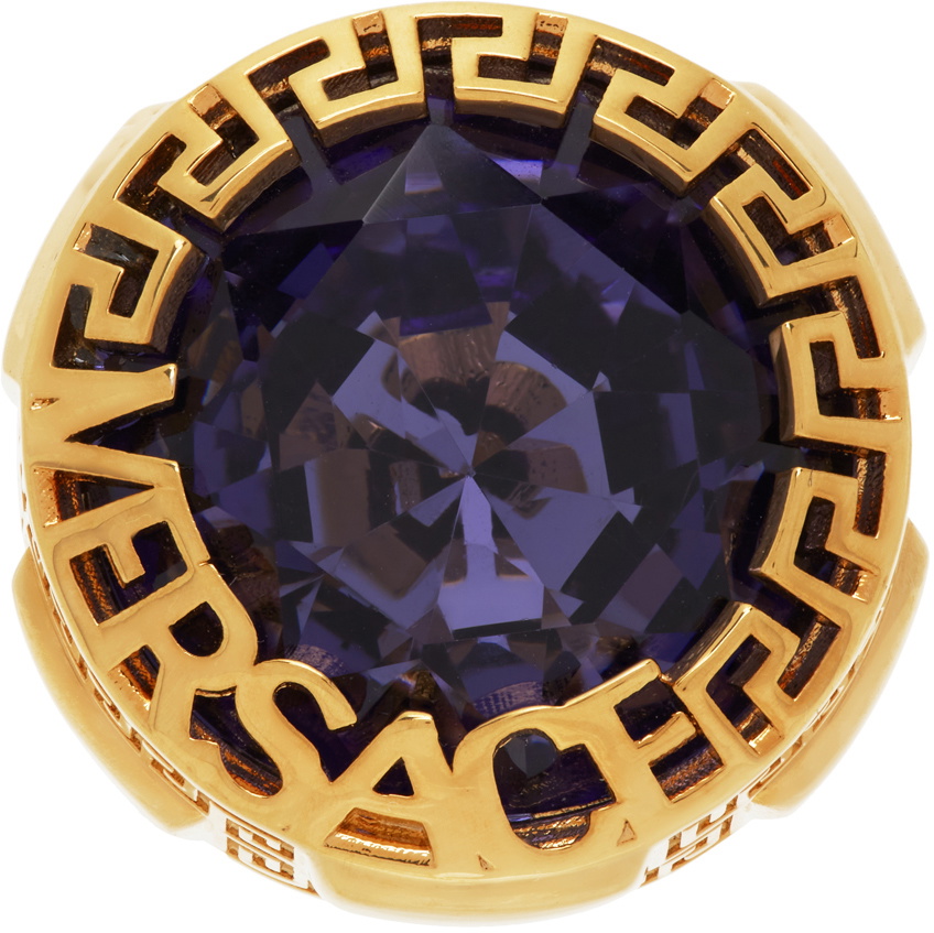 Versace Gold & Purple Crystal Ring Versace