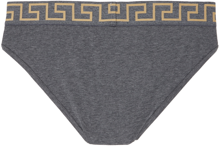 Versace Underwear Two-Pack Black & Gray Greca Border Briefs Versace ...