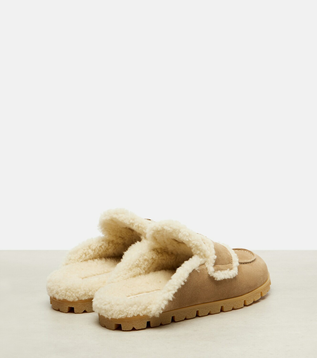 Prada Shearling-lined suede mules Prada