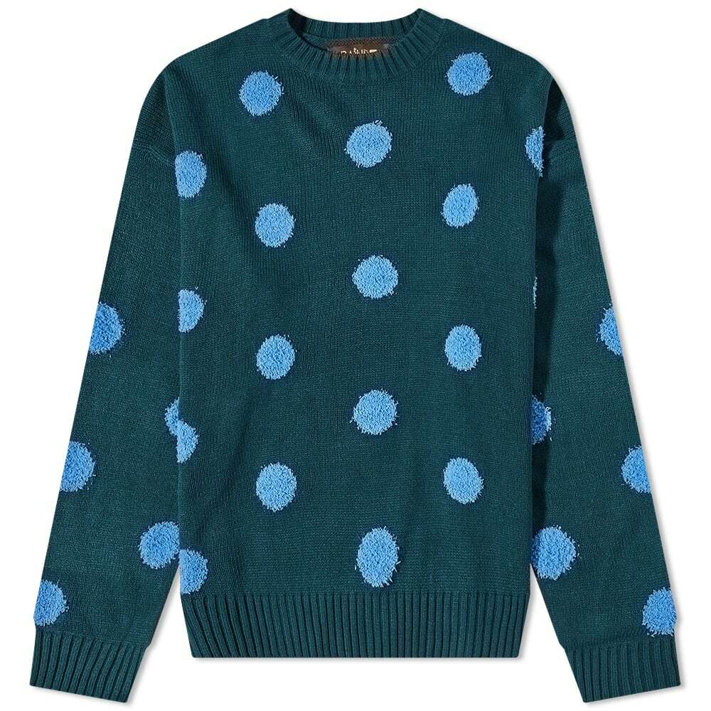Brain Dead Men's Polka Pile Crew Knit in Mallard Brain Dead