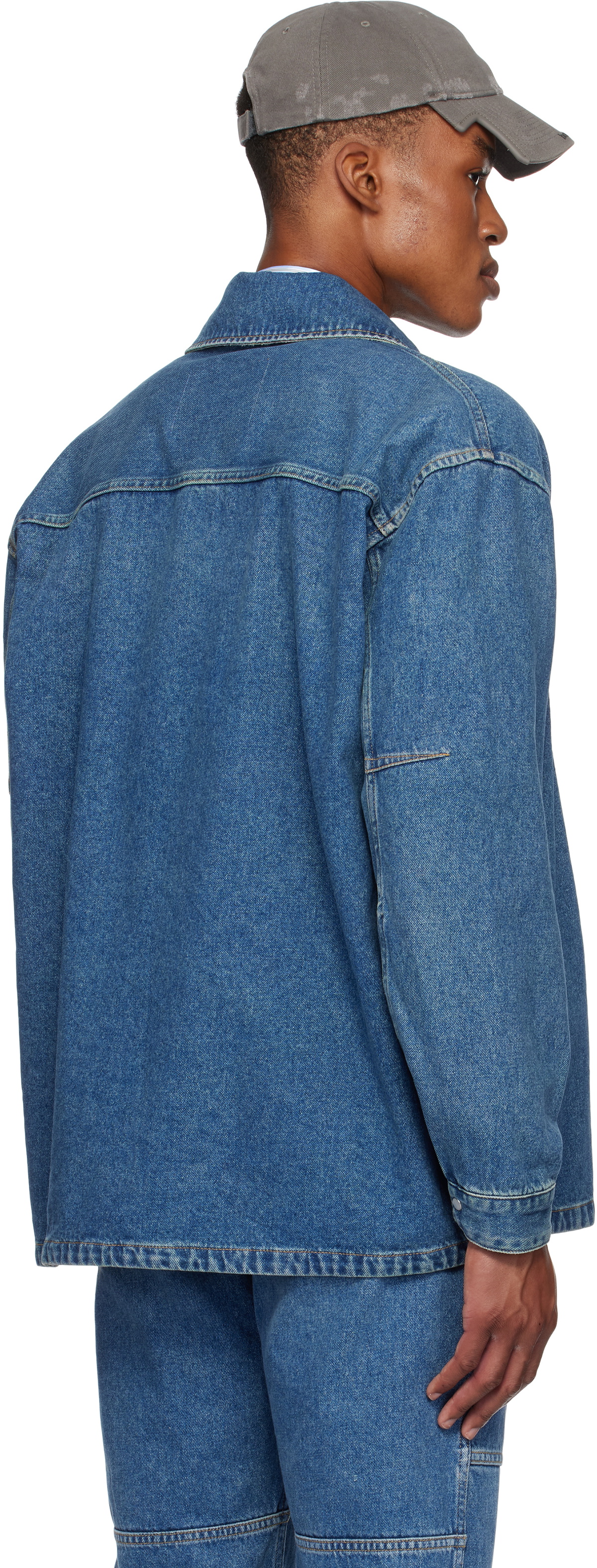 Martine Rose Khaki & Blue Camo Reversible Denim Shirt Martine Rose