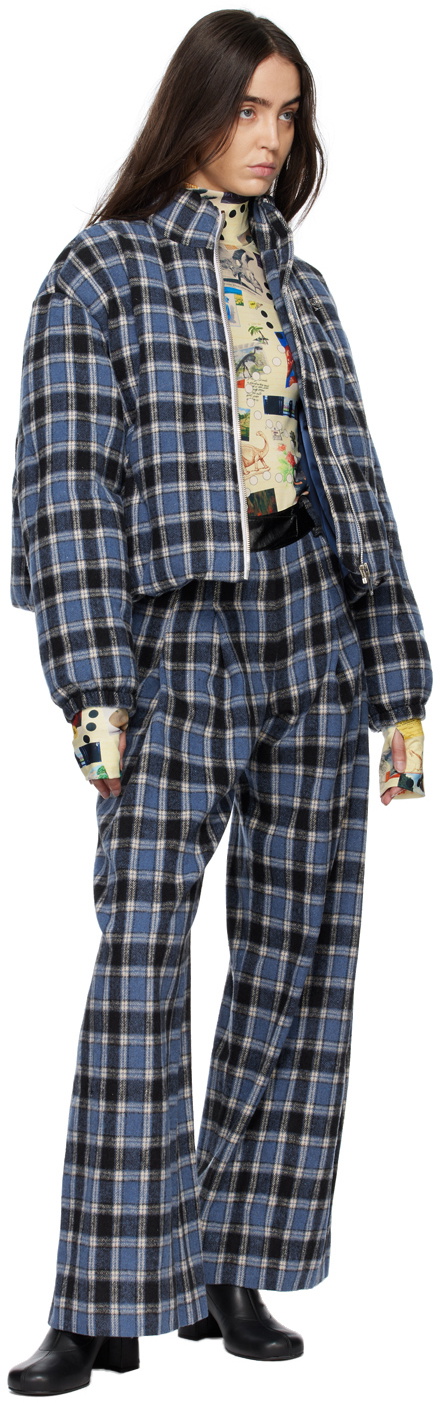 Kijun Blue Check Wide Trousers Kijun