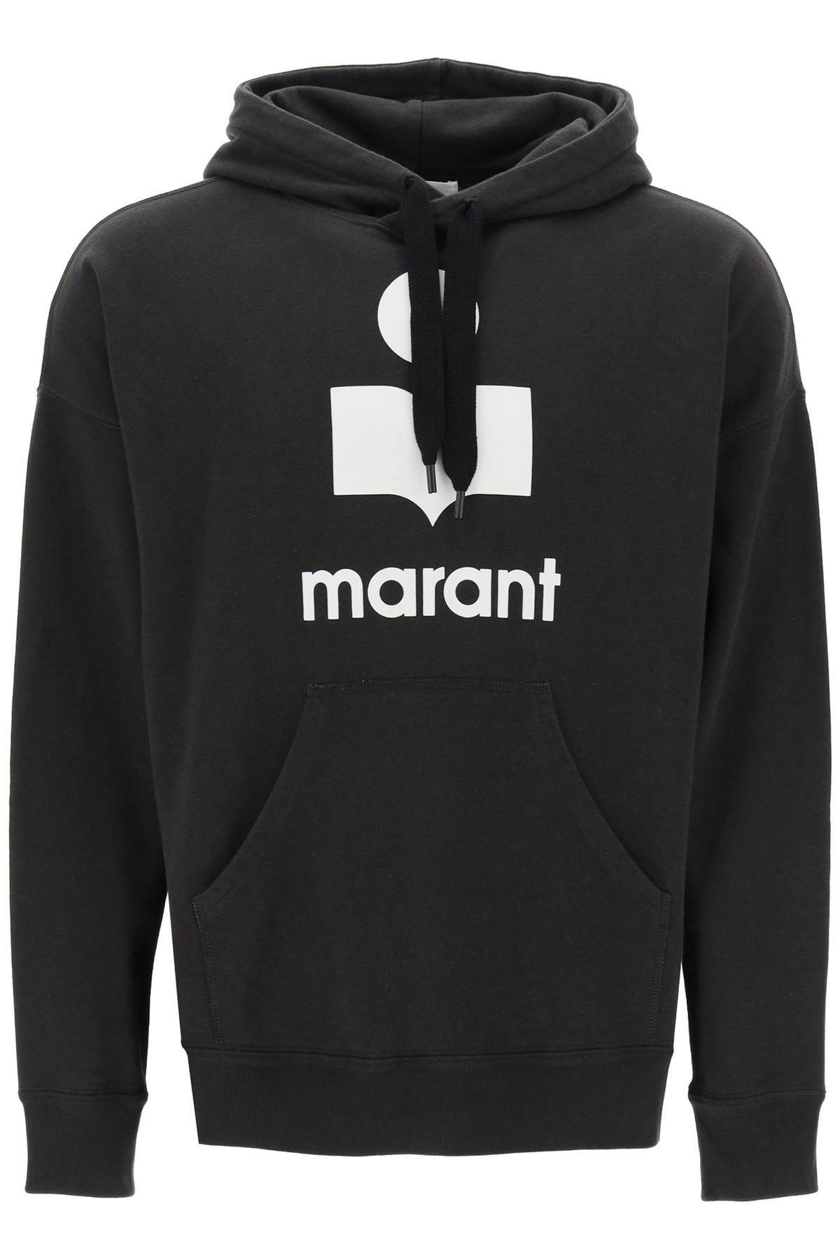 MARANT miley flocked logo hoodie Black Isabel Marant