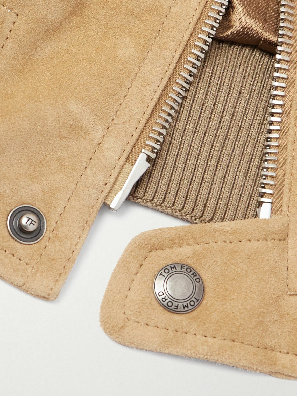 TOM FORD - Shearling-Trimmed Suede Bomber Jacket - Neutrals TOM FORD