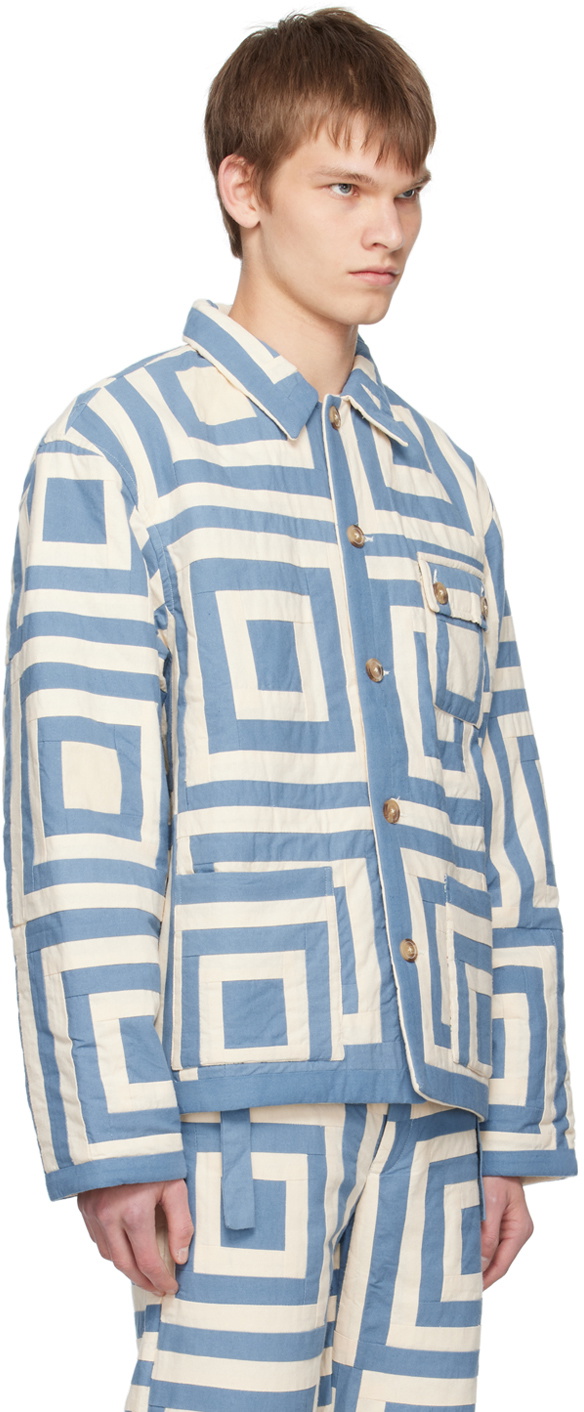 Bode Blue & Off-White House Steps Reversible Jacket Bode