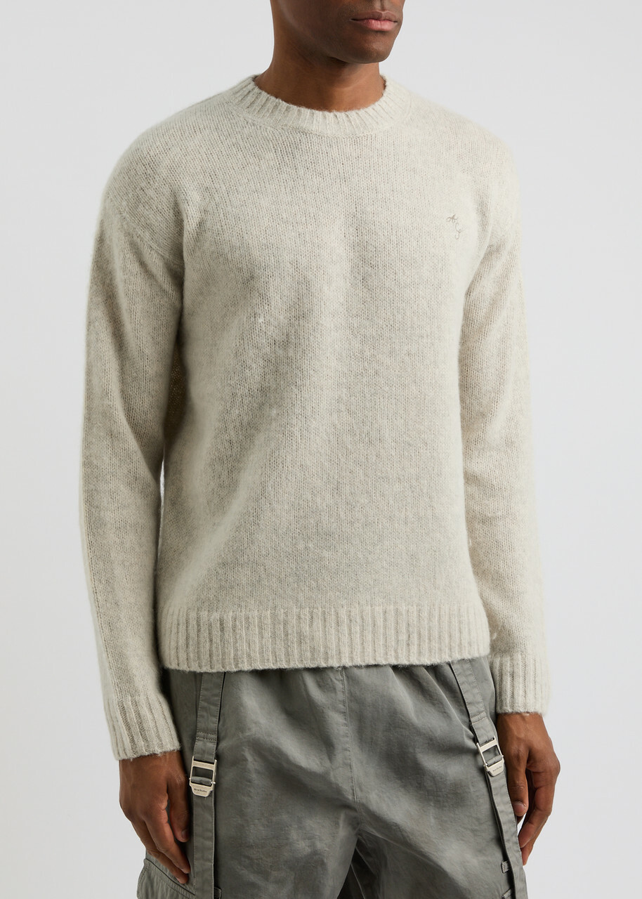 Acne Studios Logo-embroidered Wool Jumper Grey Acne Studios