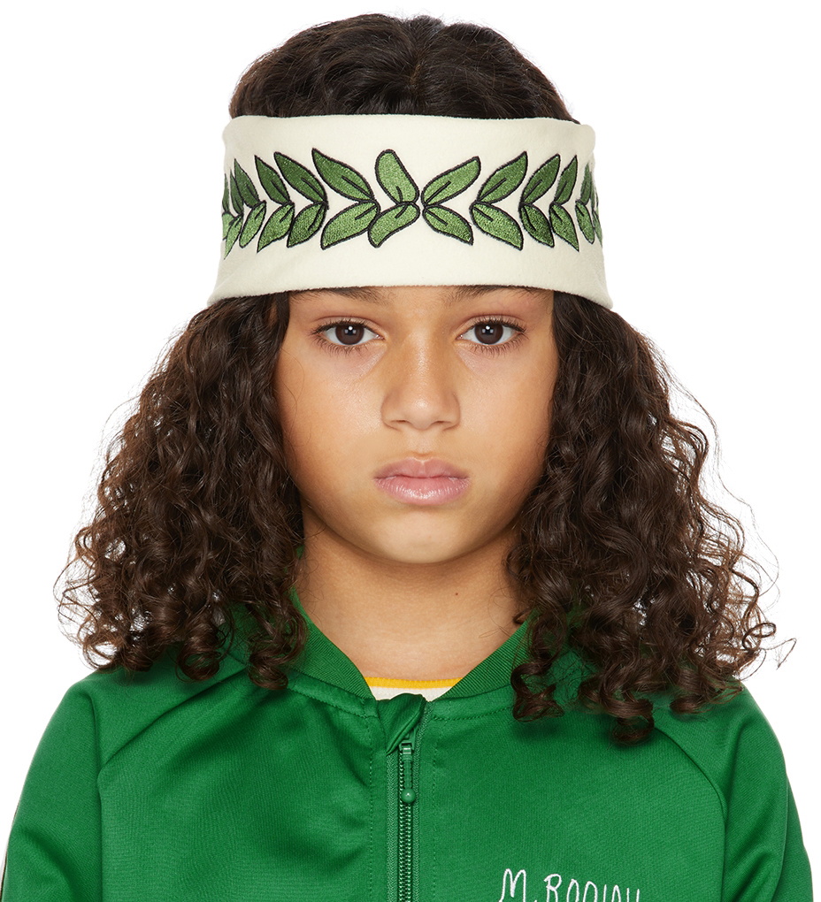 Mini Rodini Kids Off-White Fleece Laurel Wreath Headband Mini Rodini