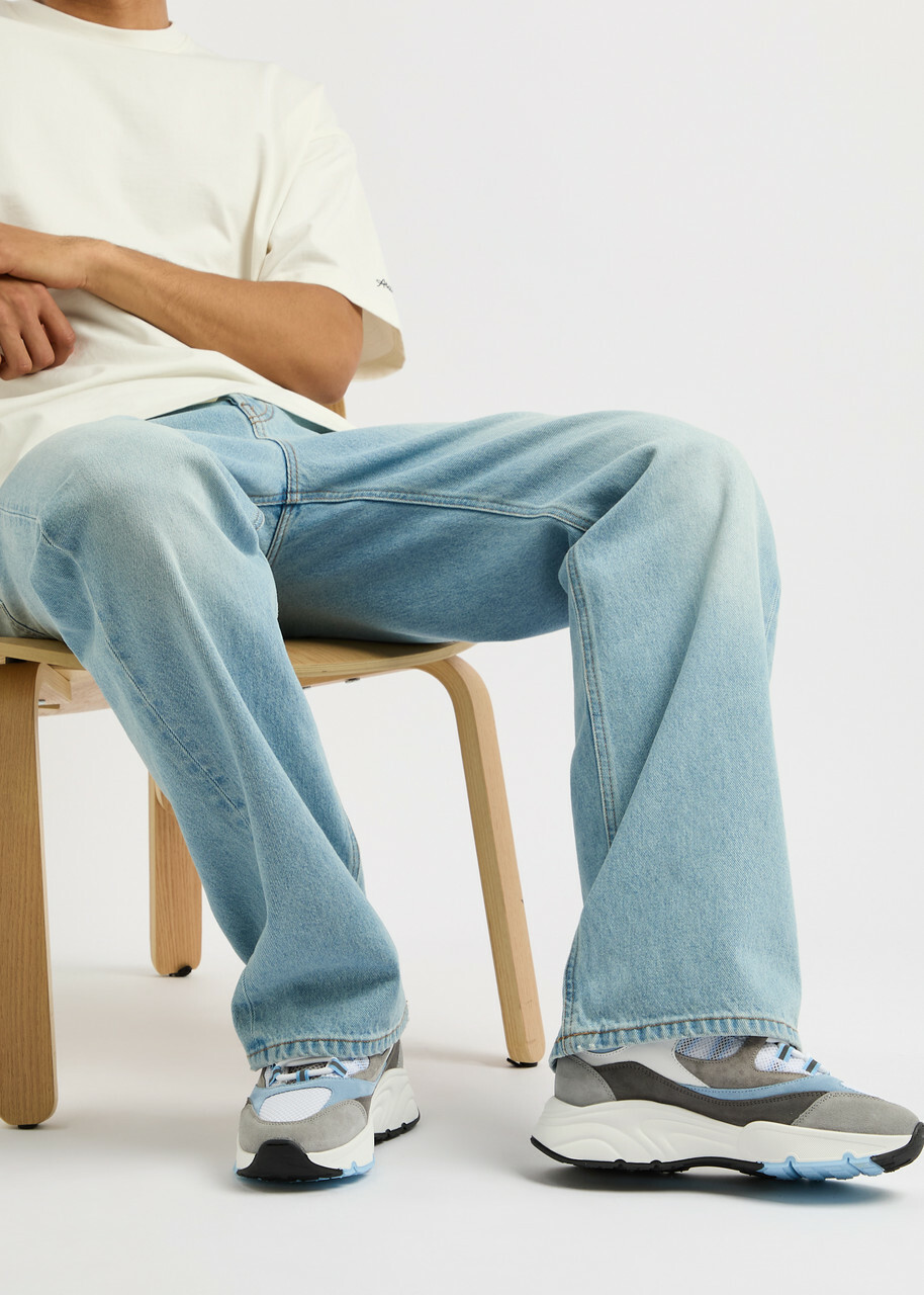 Cleens Aero Panelled Mesh Sneakers Blue Cleens