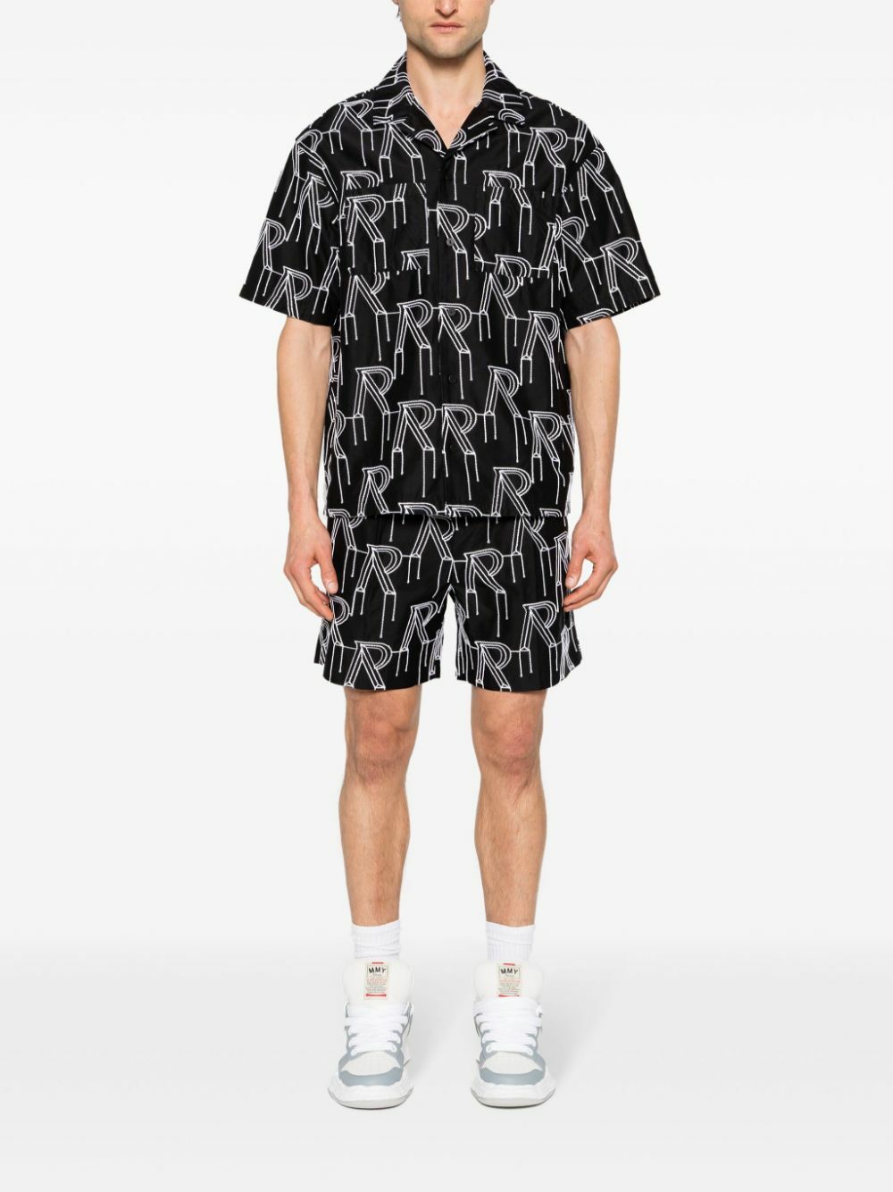 Represent Black Logo-Embroidered Tailored Shorts Represent