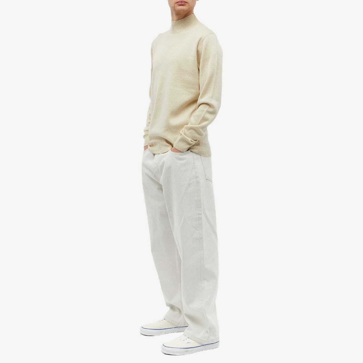 Fred Perry Men's Intarsia Laurel Wreath Mock Neck Knit in Oatmeal Fred ...