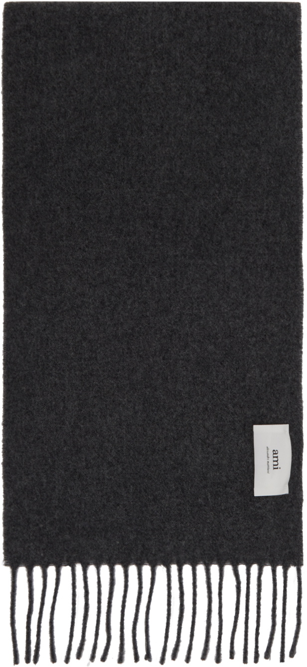 AMI Paris Gray Ami de Cœur Scarf AMI