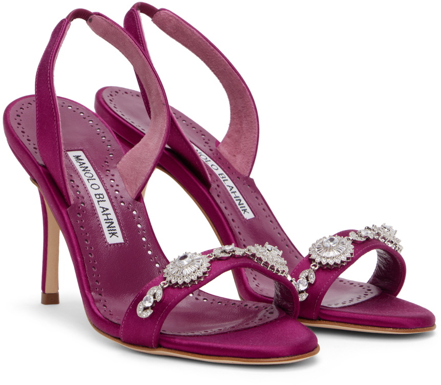 Manolo Blahnik Pink Lamisan Heeled Sandals Manolo Blahnik