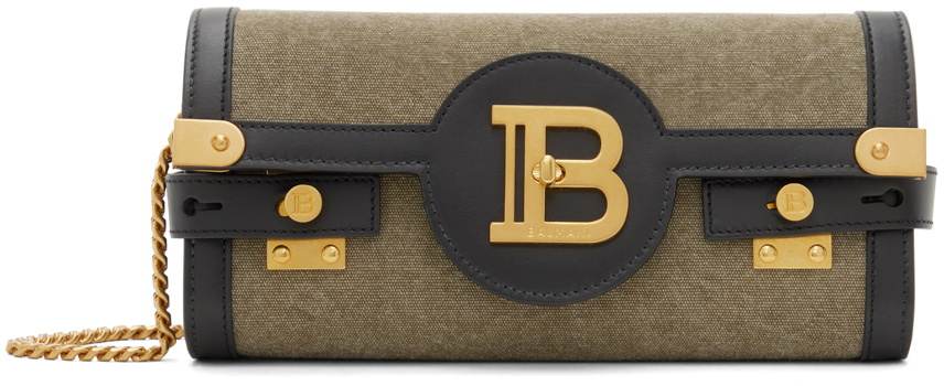 Balmain Khaki & Black B-Buzz 23 Clutch Bag Balmain