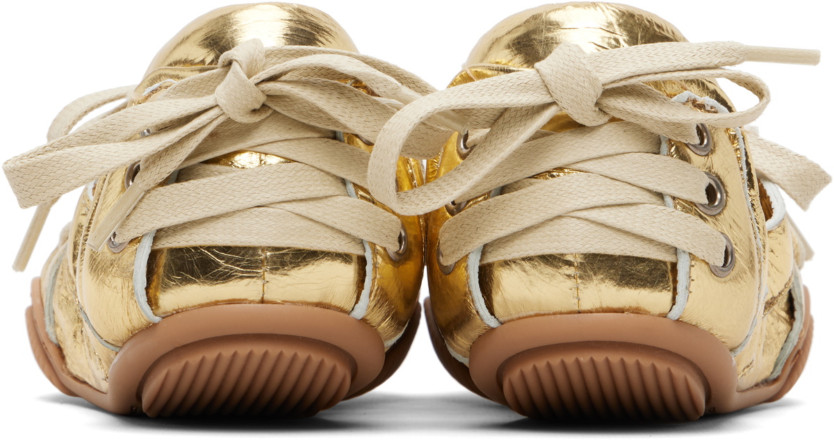 Acne Studios Gold Lace-Up Leather Sneakers Acne Studios