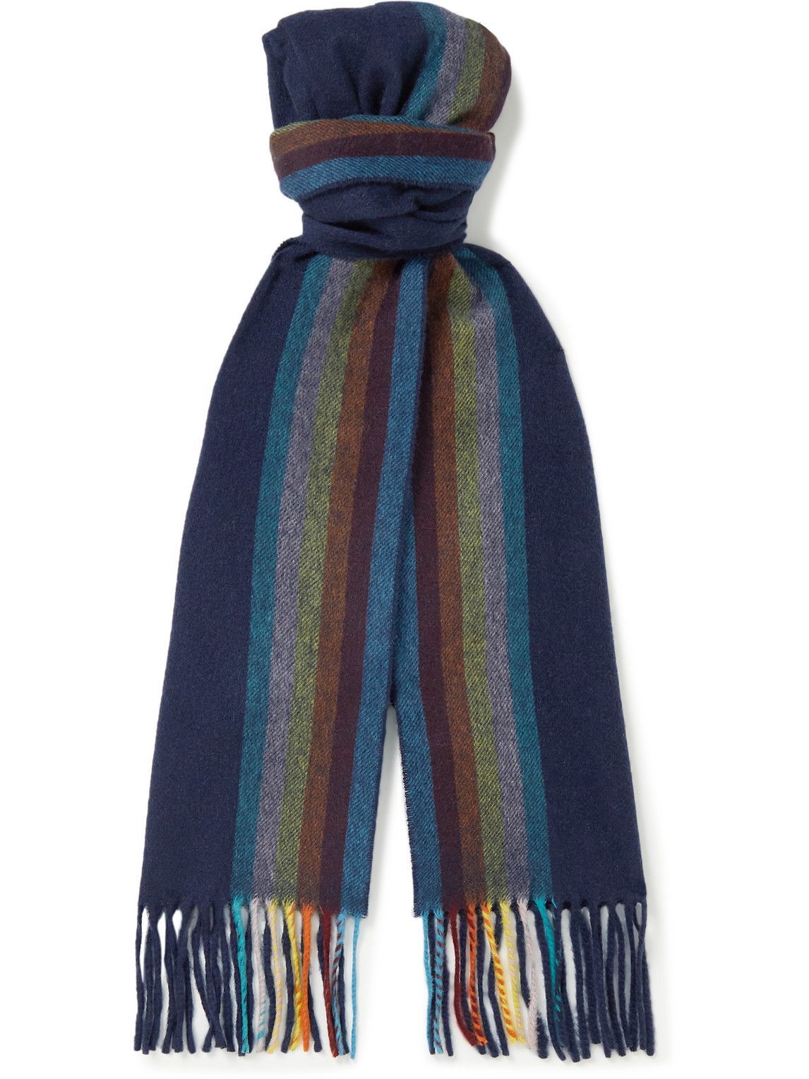 Paul Smith - Fringed Striped Cashmere Scarf Paul Smith