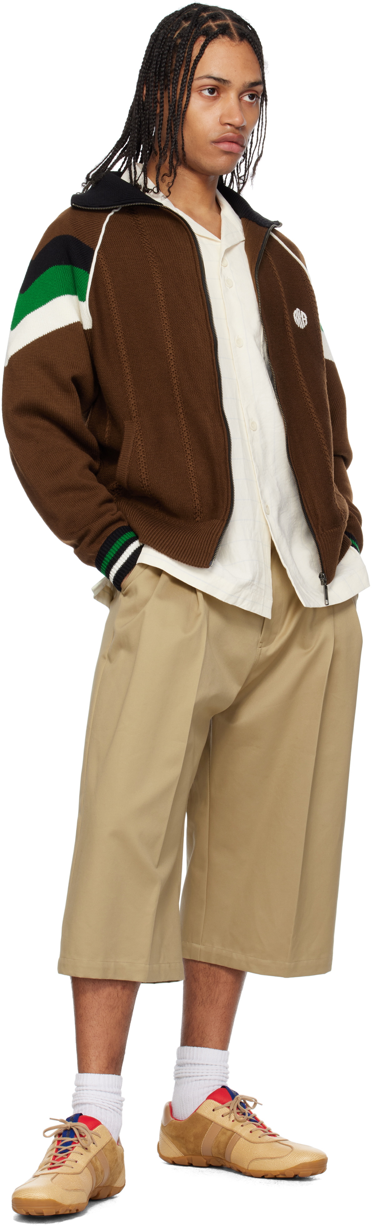 RICE NINE TEN Brown Knitting Track Jacket RICE NINE TEN