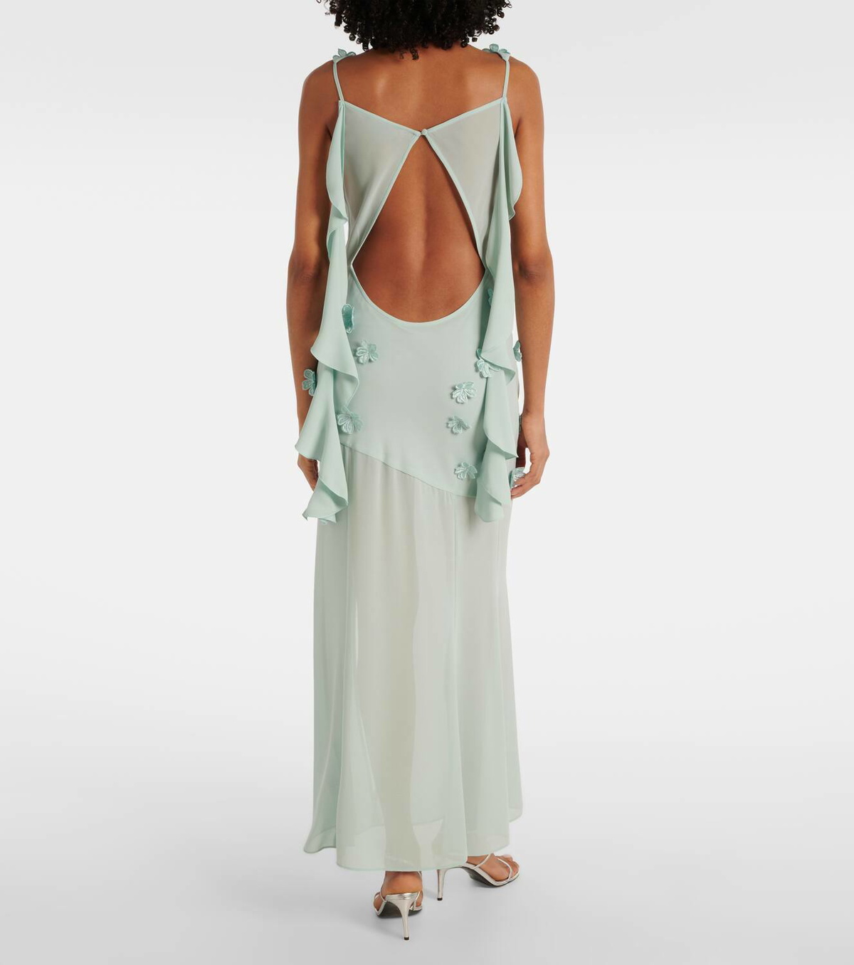 Rotate Floral-appliqué ruffled gown ROTATE Birger Christensen