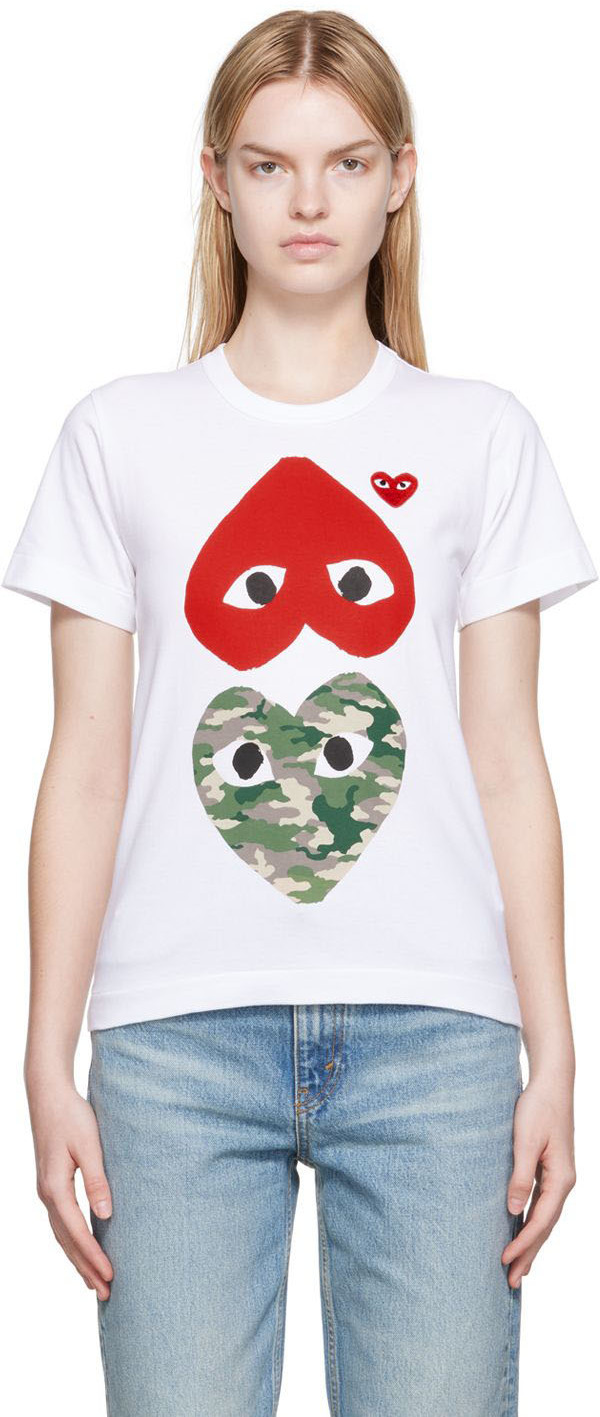 COMME des GARÇONS PLAY White Heart Patch T-Shirt Comme des Garcons Play