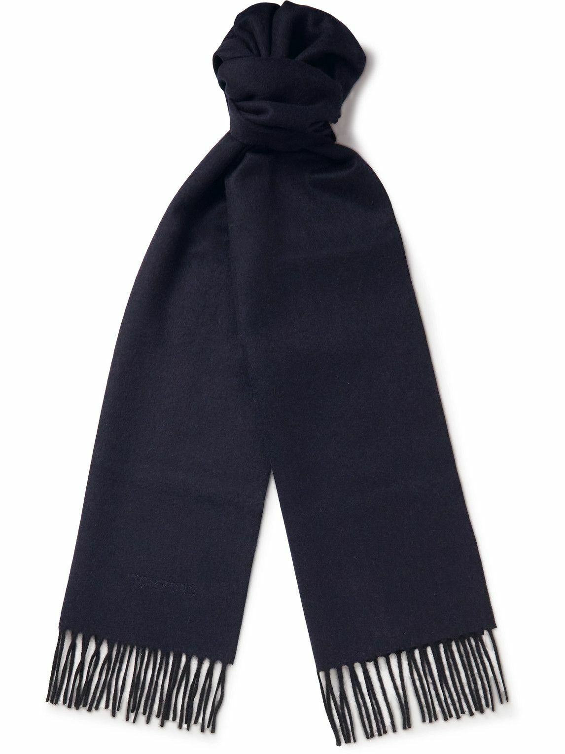 TOM FORD - Logo-Embroidered Fringed Cashmere Scarf TOM FORD
