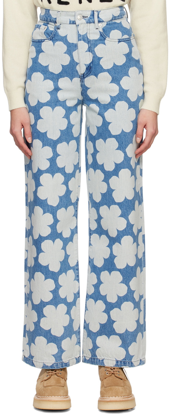 Kenzo Blue Ayame Wide Leg Jeans Kenzo