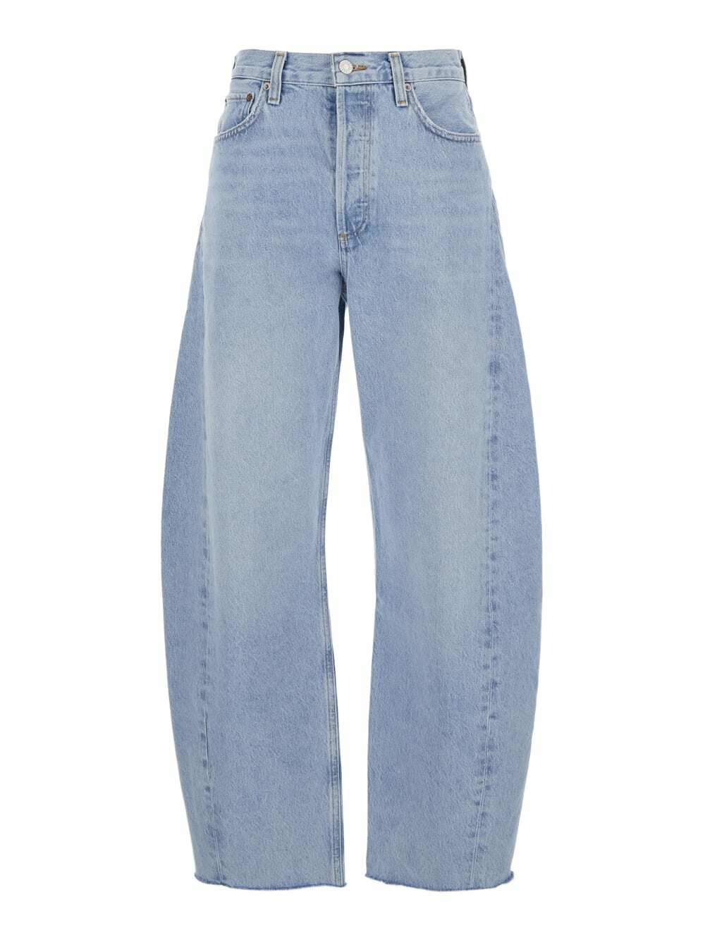AGOLDE luna Light Blue Jeans With Logo Patch On The Rear And Fringed ...