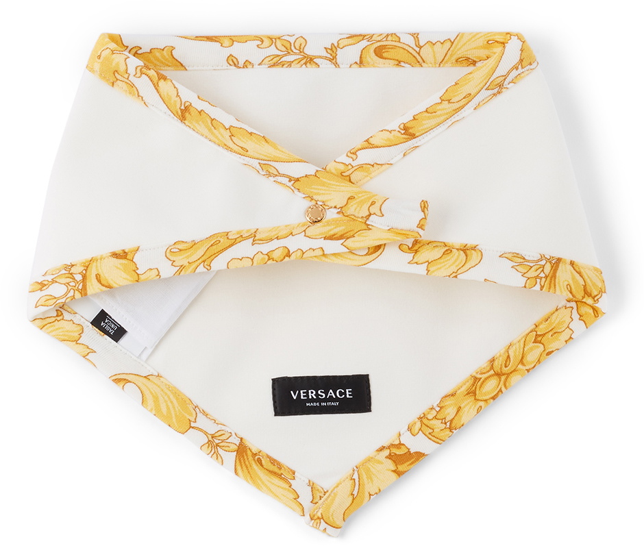 Versace Baby Two-Pack White & Yellow Medusa Barocco Bibs Versace