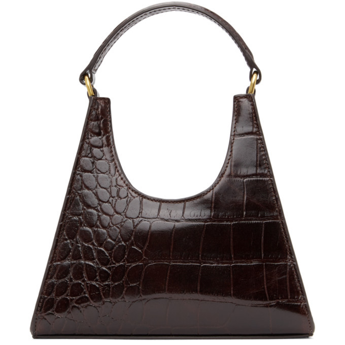 Staud Brown Croc Mini Rey Bag Staud
