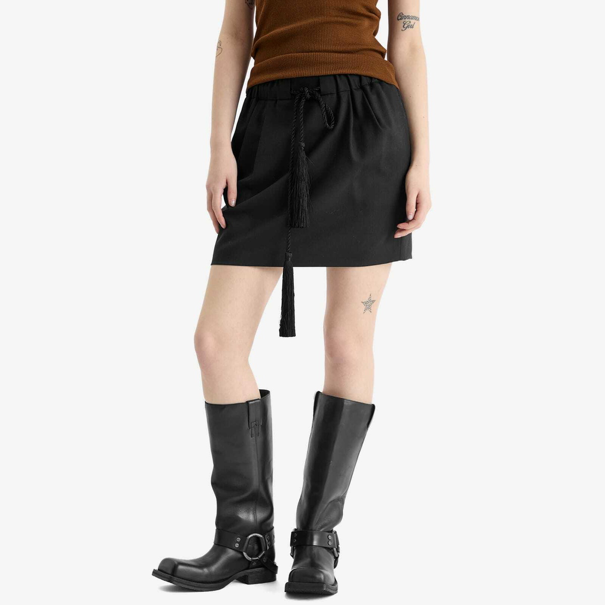 Max Mara Women's Tabarin Mini Skirt with Belt in Black Max Mara