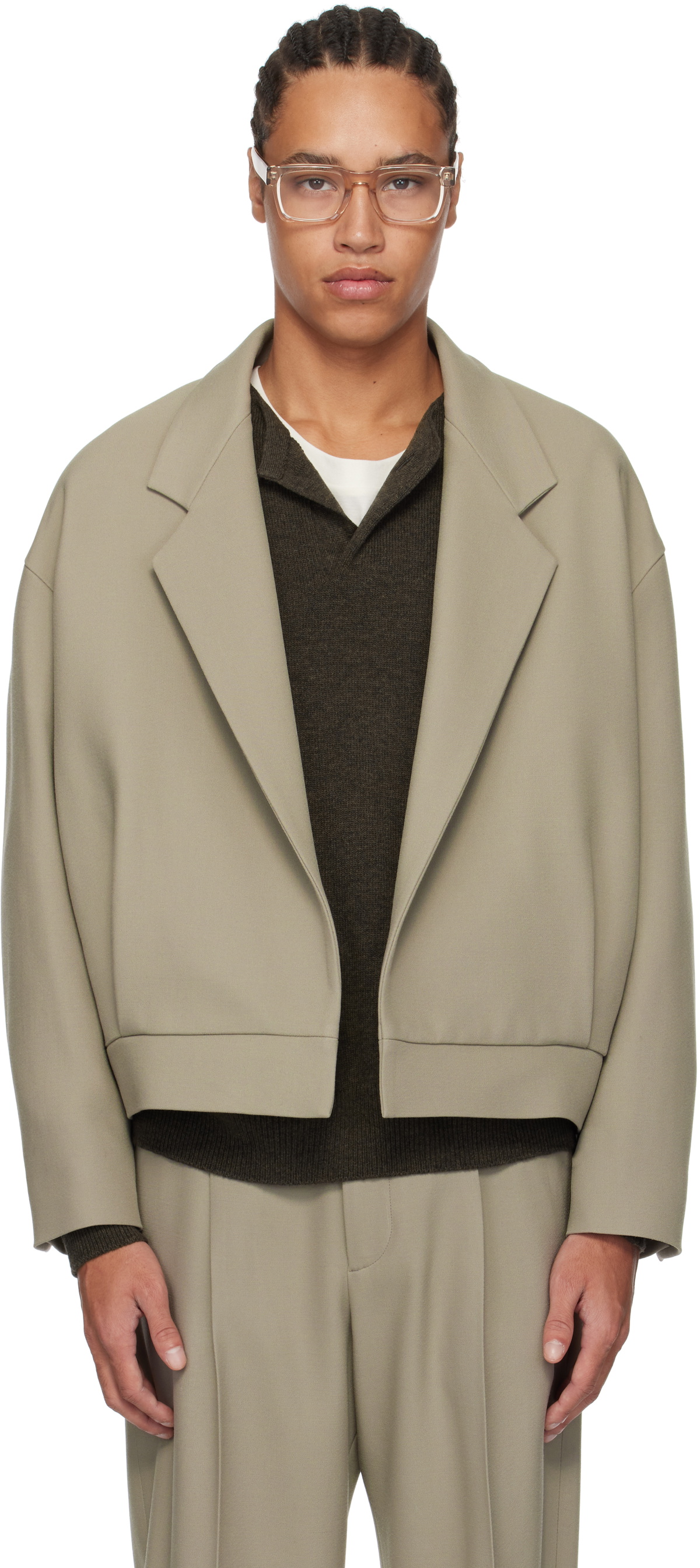 Fear of God Beige Wool Gabardine Notch Lapel Blazer Fear Of God