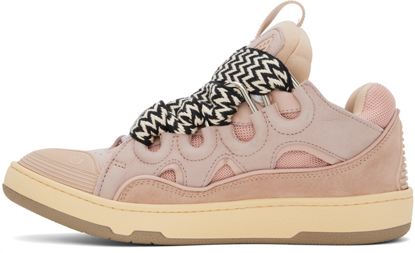 Lanvin Pink Leather Curb Sneakers Lanvin