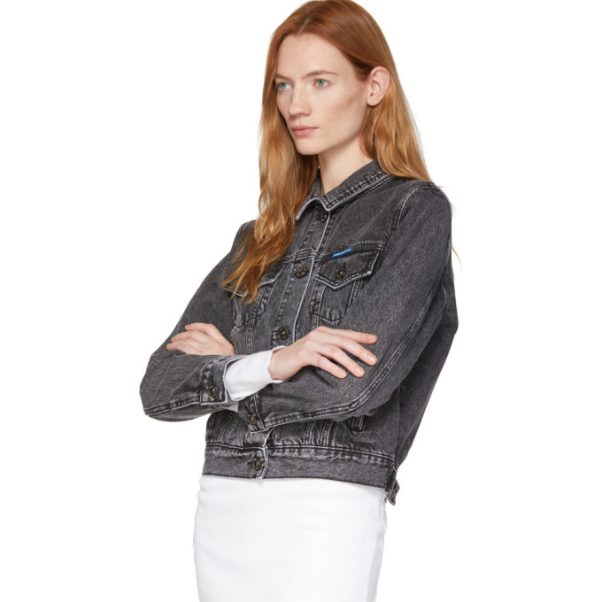 Pushbutton Grey Denim Neck Frills Jacket Pushbutton