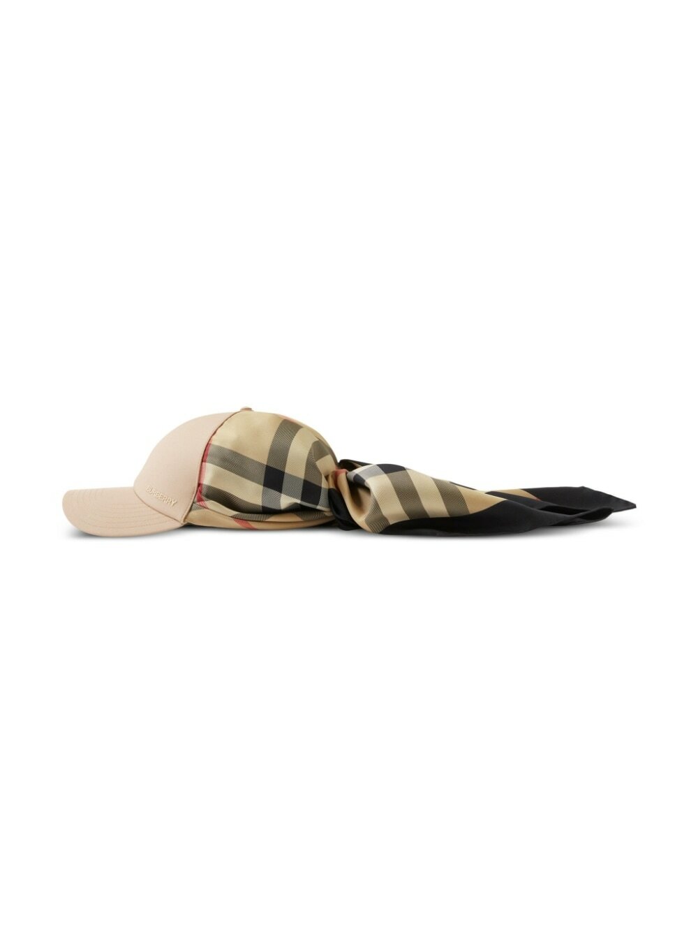 BURBERRY - Check Motif Cotton Baseball Cap Burberry