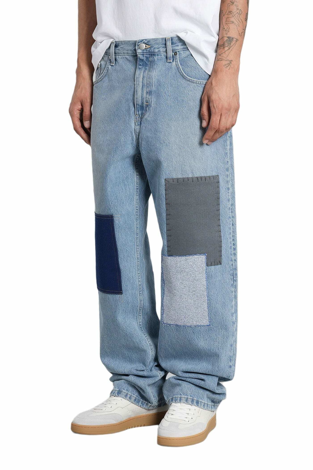 Axel Arigato Zine Embroidered Jeans In Cyan Denim Axel Arigato