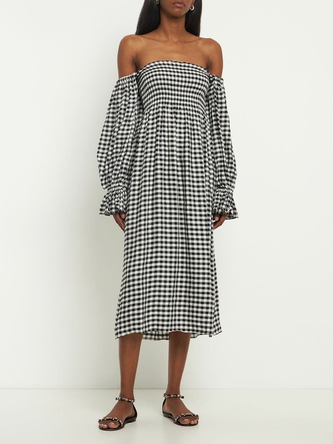 SLEEPER Atlanta Linen & Viscose Midi Dress Sleeper