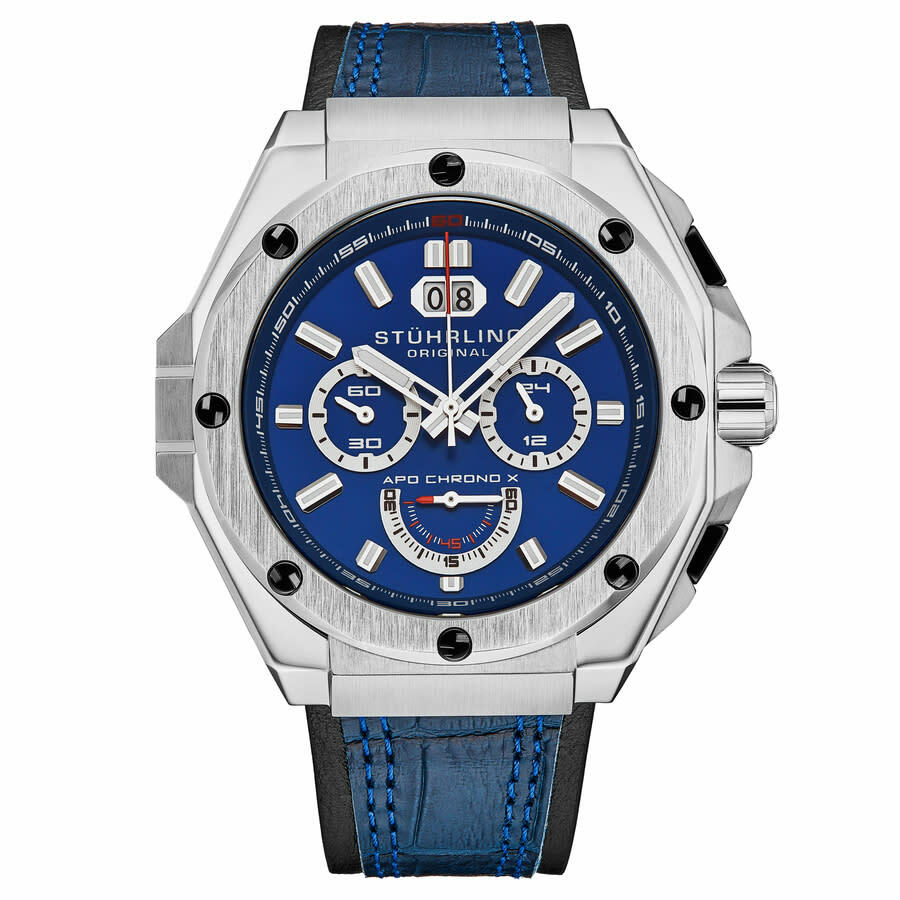 Stuhrling Original Monaco Chronograph Quartz Blue Dial Mens Watch ...