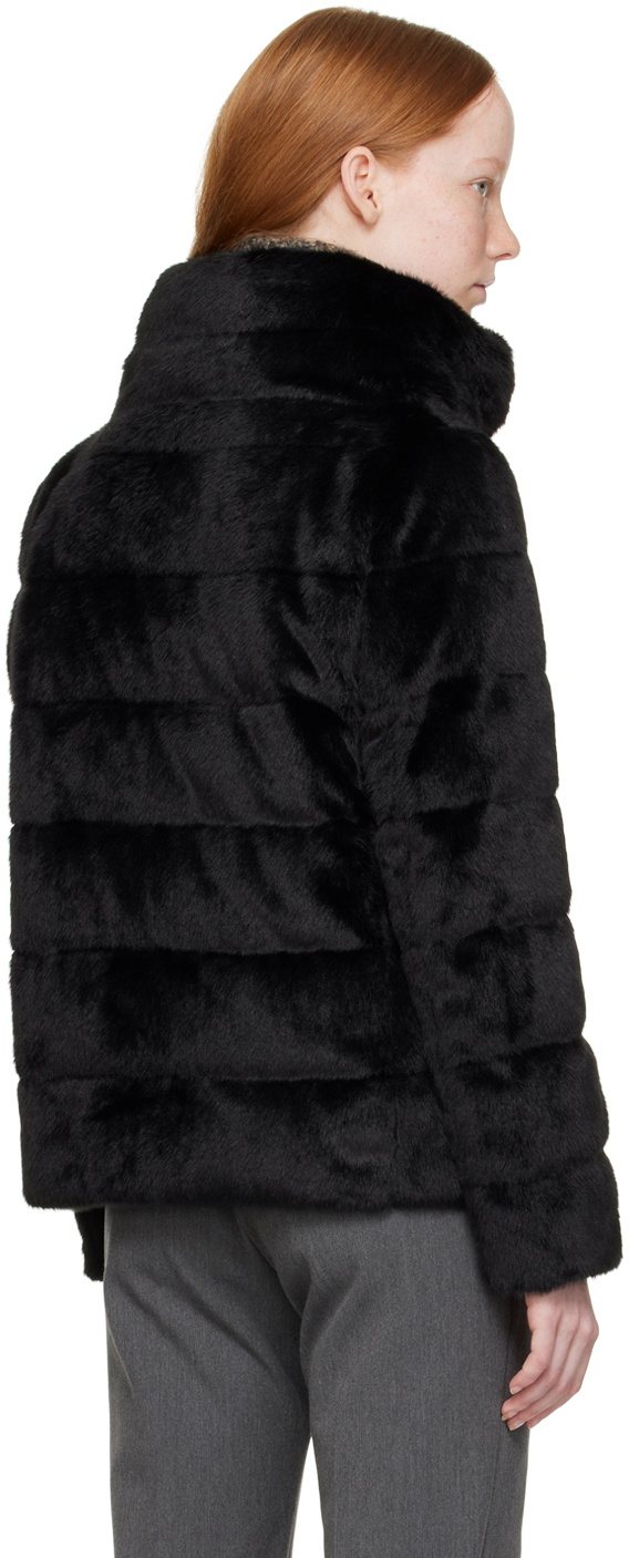 Herno Black Lady Faux-Fur Down Jacket Herno