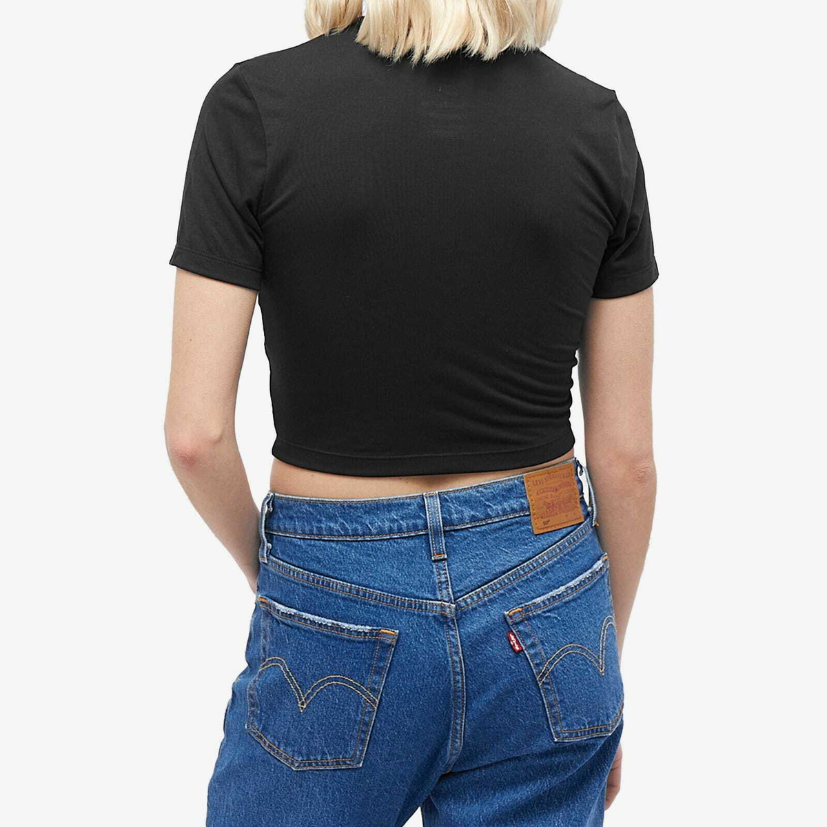 Nike Women's Essential Slim Crop Swoosh T-Shirt in Black Nike