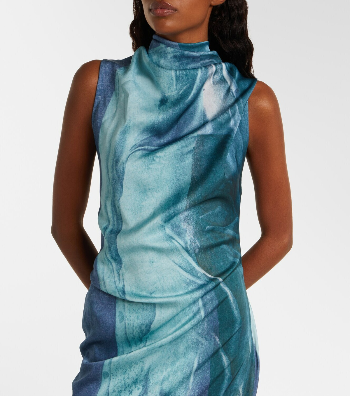 Jean Paul Gaultier Printed draped satin maxi dress Jean Paul Gaultier