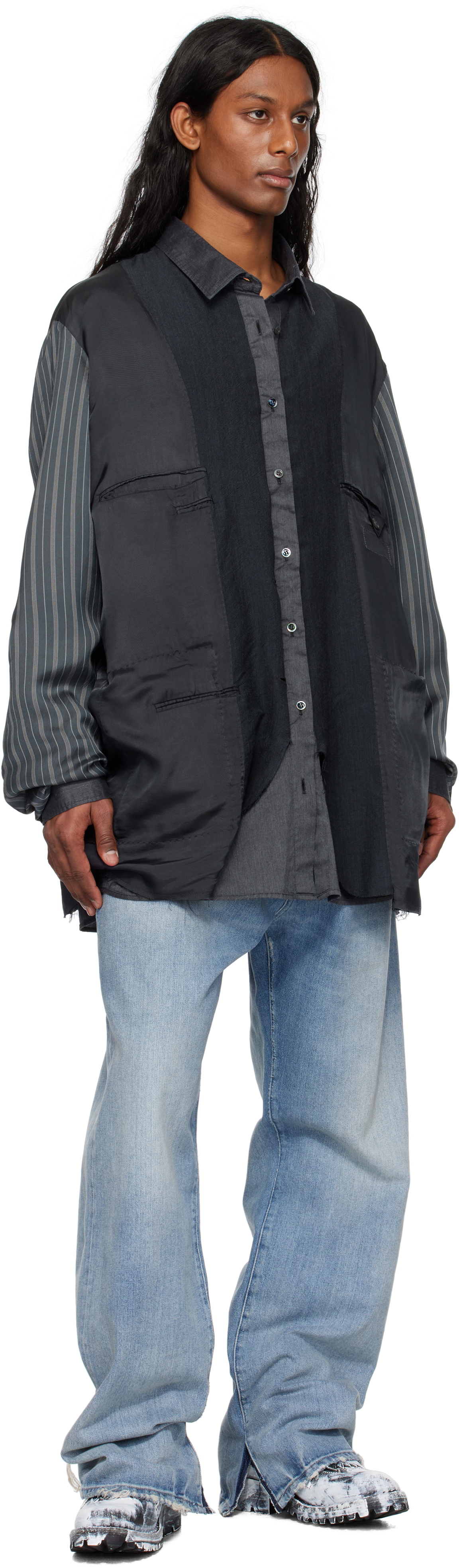 Maison Margiela Gray Patchwork Inside-Out Reversible Jacket Maison Margiela