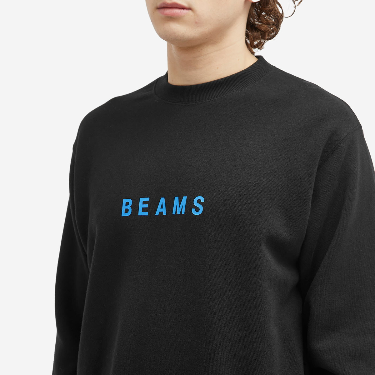 BEAMS Men's Logo Crew Sweatshirt in Black Beams Boy