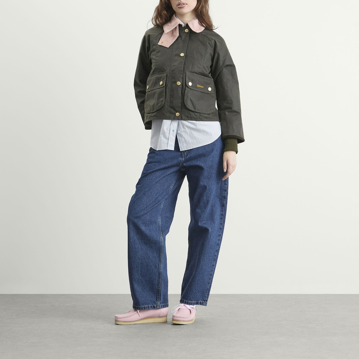 Barbour Women's Crop Beadnell Jacket in Ancient Olive/Ancient/Green Barbour