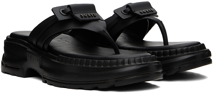 Solid Homme Black Platform Sandals Solid Homme
