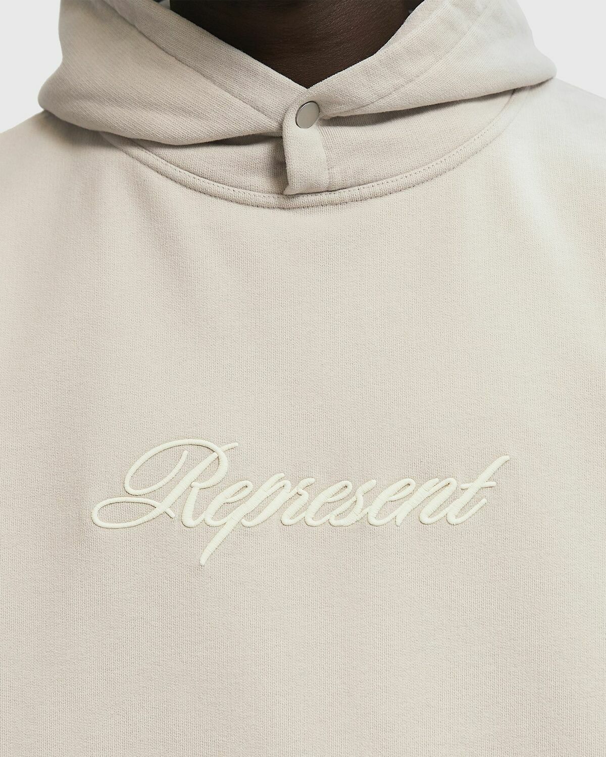 Represent Script Logo Hoodie Grey Mens Hoody Represent