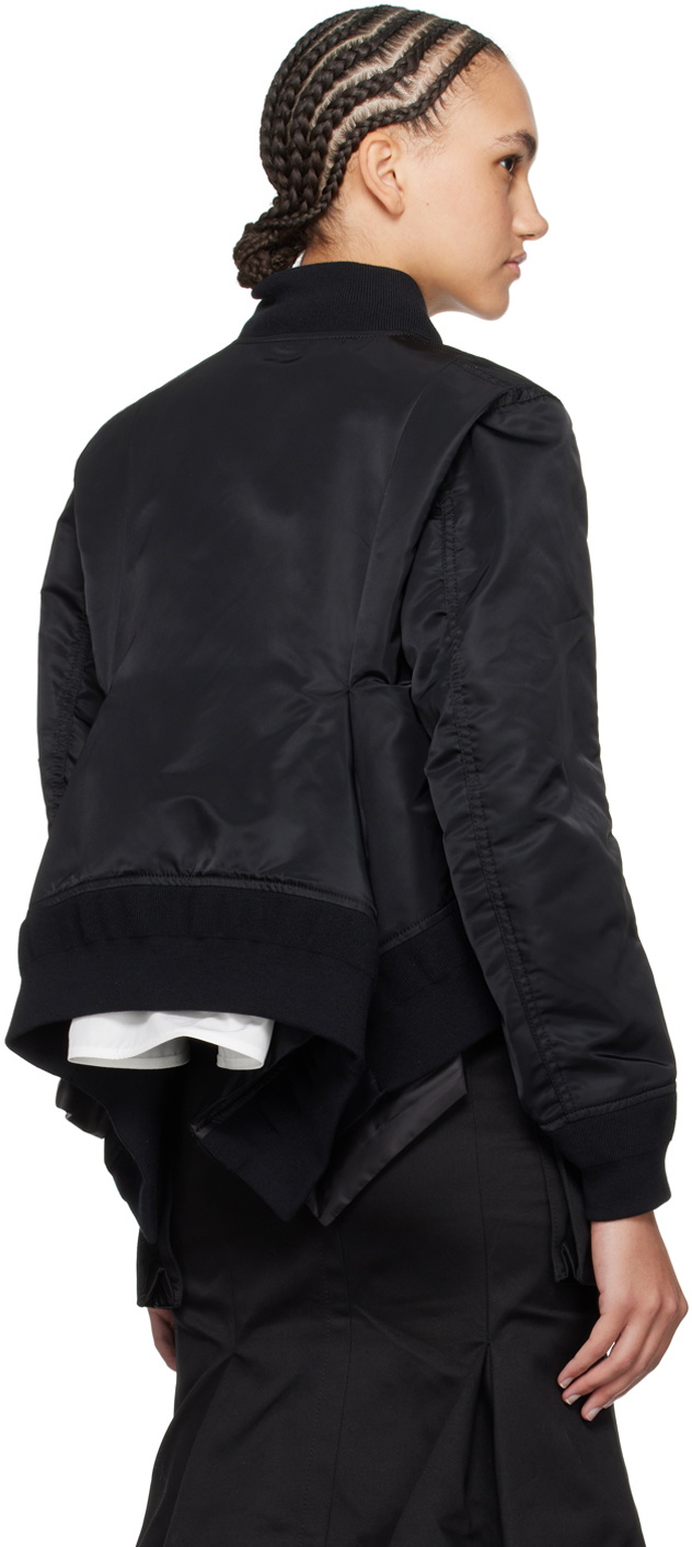 sacai Black Asymmetric Bomber Jacket Sacai