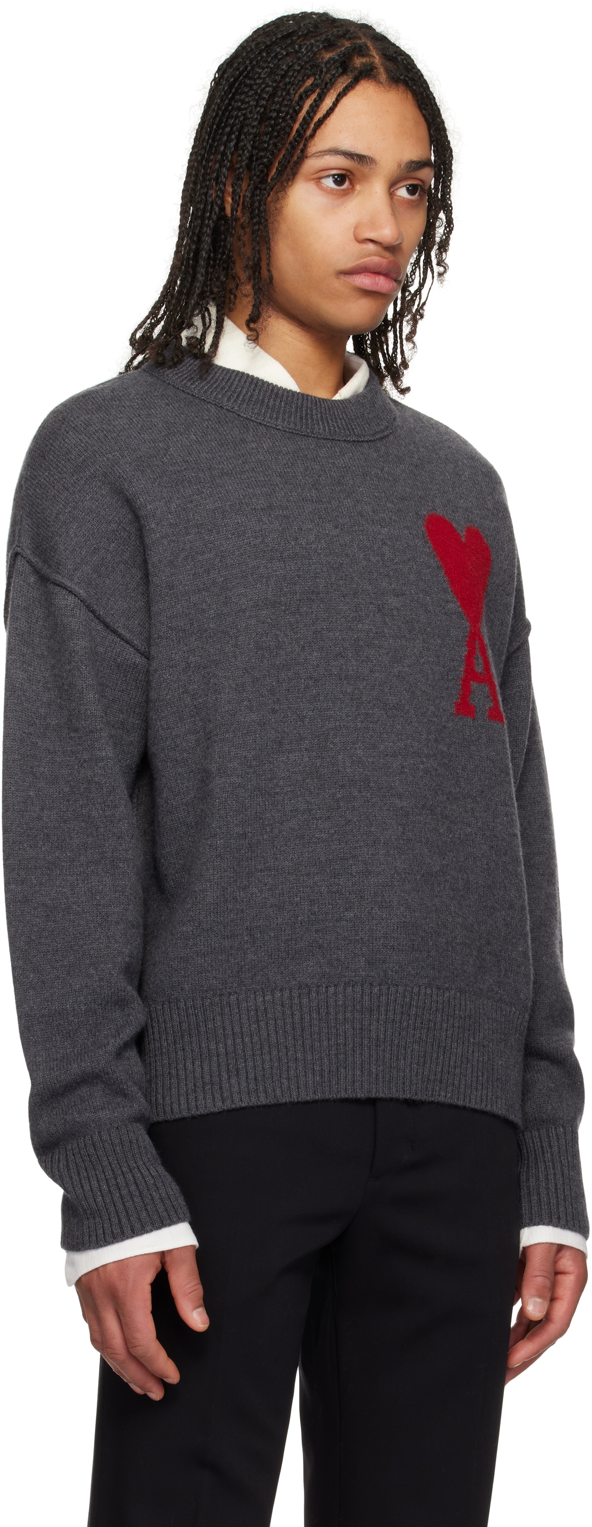 AMI Paris Gray Ami de Coeur Sweater AMI
