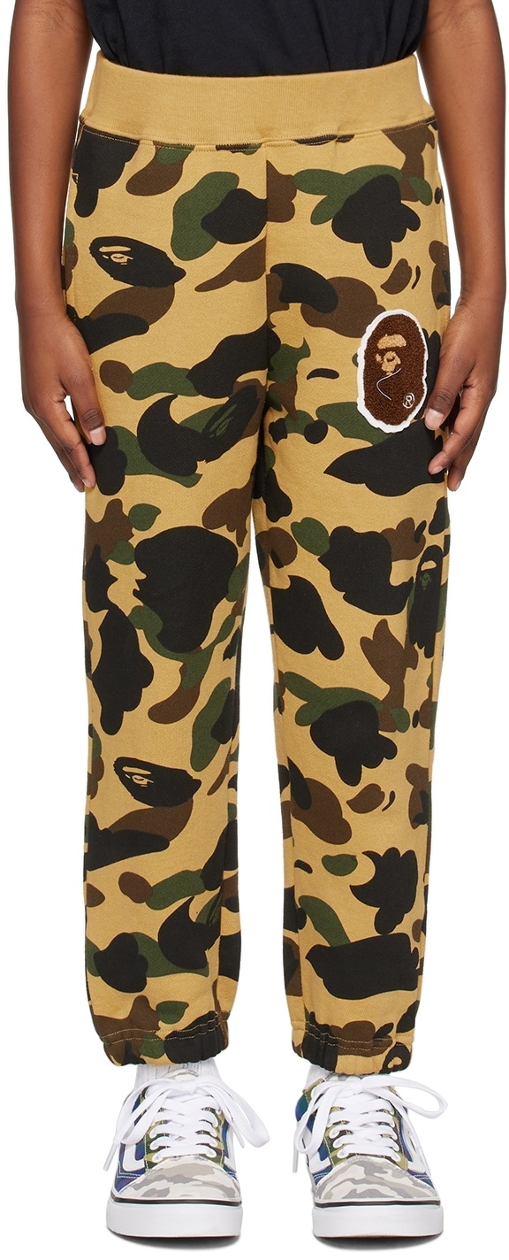 BAPE Kids Yellow Ape Head Patch Lounge Pants A Bathing Ape