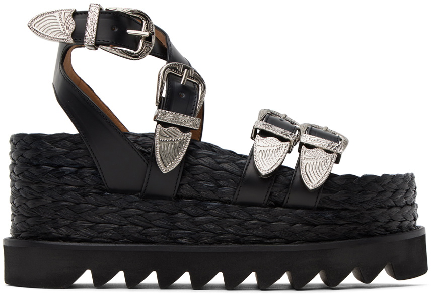 Toga Pulla Black Pin-Buckle Platform Sandals Toga Pulla