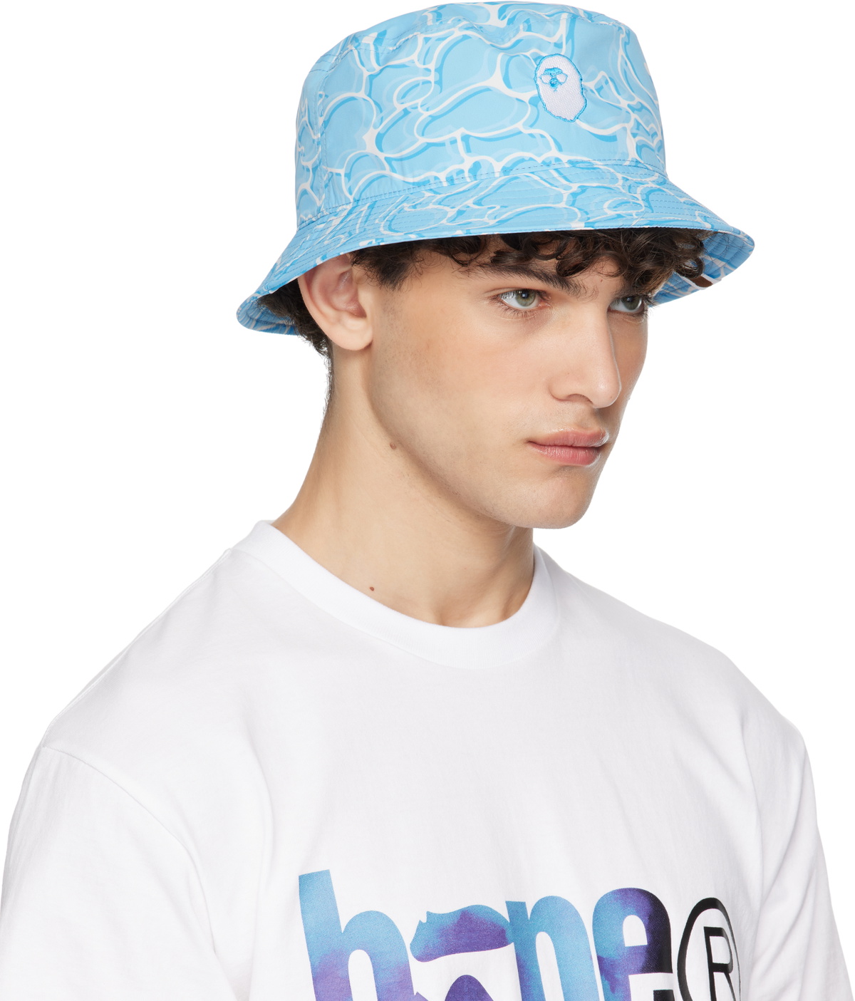 BAPE Blue ABC Camo Logo Bucket Hat A Bathing Ape