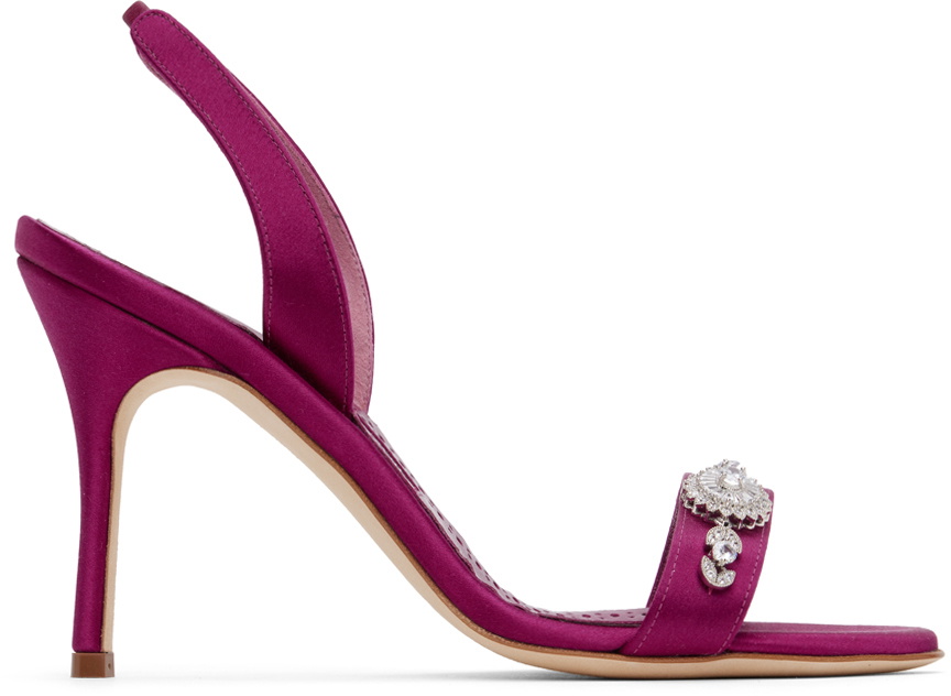 Manolo Blahnik Pink Lamisan Heeled Sandals Manolo Blahnik