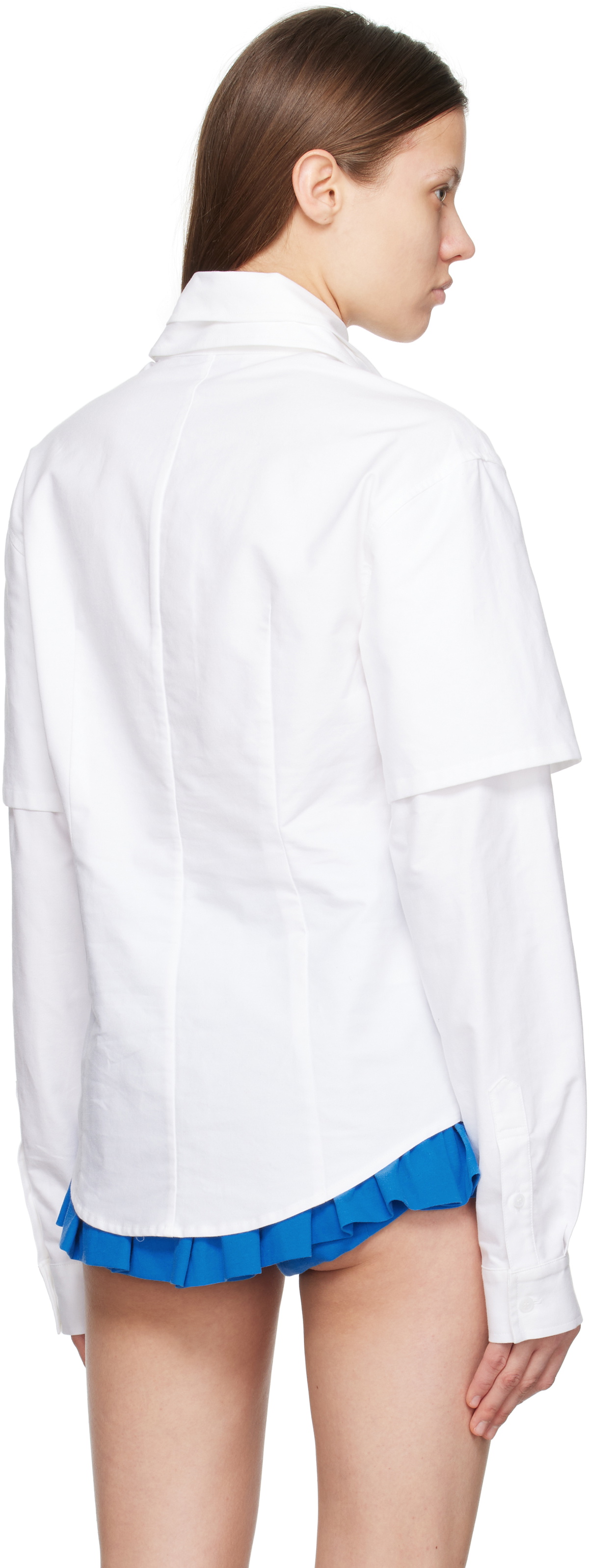 Pushbutton White Double Sleeve Shirt Pushbutton